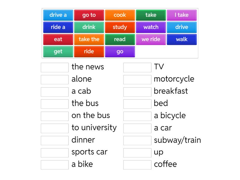 Getting around UNIT 4-vocab - Une las parejas