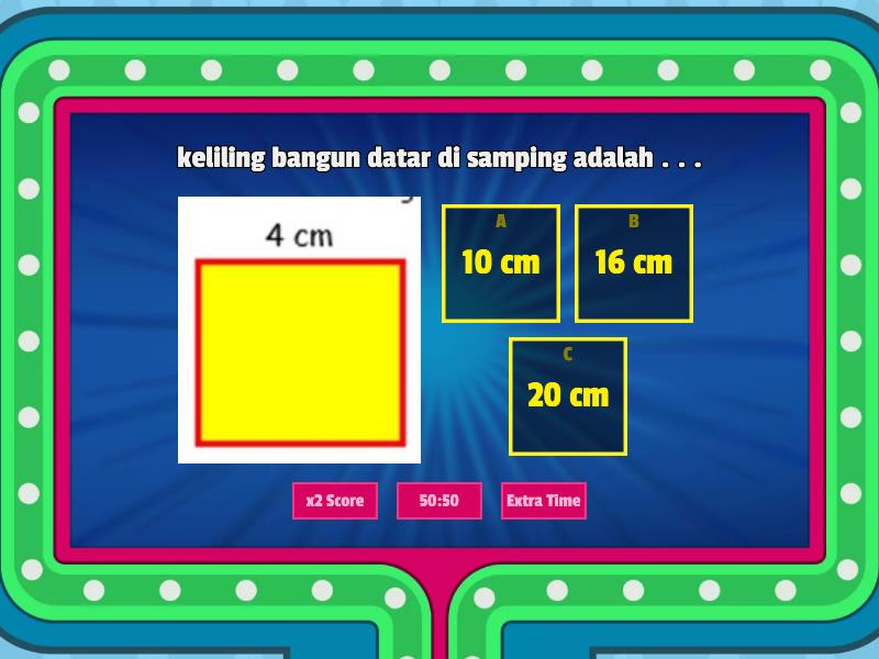Luas dan keliling persegi dan persegi panjang - Gameshow quiz