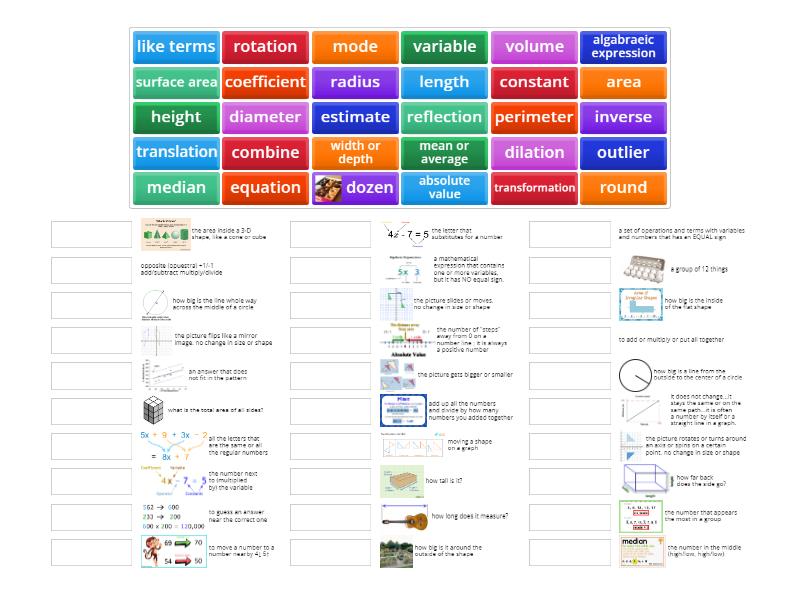 more pssa and math vocab - Match up