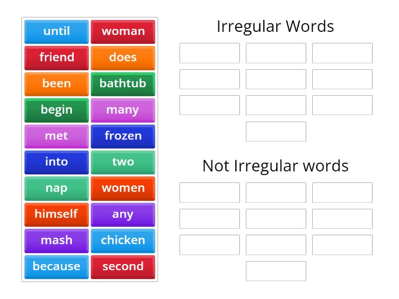 Irregular v.s. Regular Words Sorting Game - Group sort