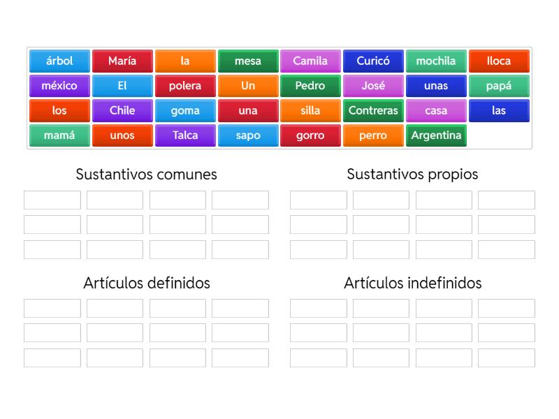 Sustantivos y artículos - Group sort