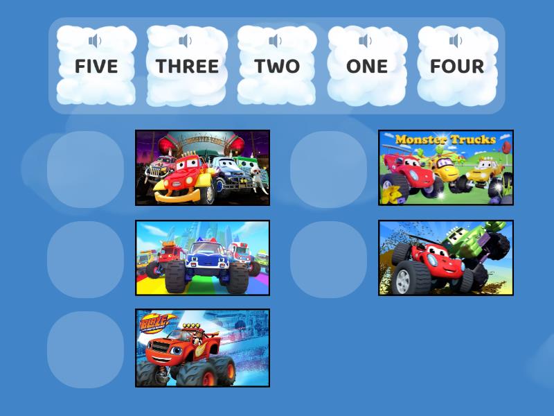 Monster Truck Numbers 1 to 5 - Match up