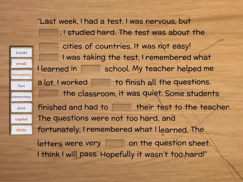 Ira text - Complete the sentence