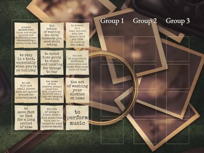 Riddle #2: Sort the activities B1 - Group sort