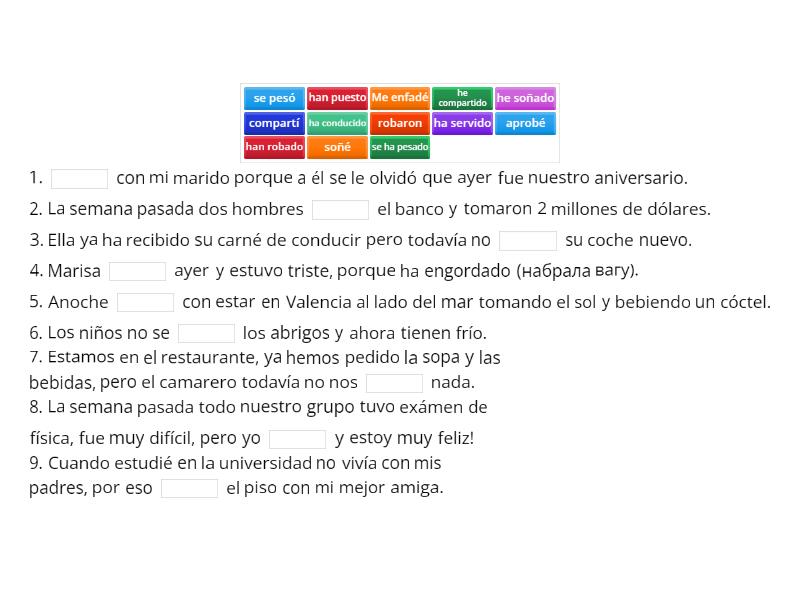 Indefinido y Perfecto - Complete the sentence