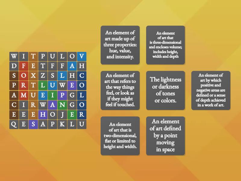 ELEMENTS OF ARTS - Wordsearch
