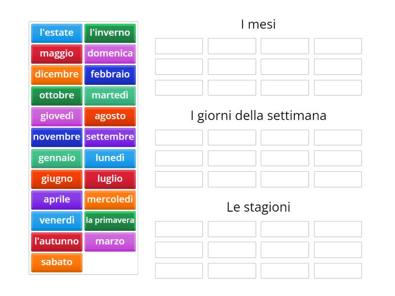 Mesi, giorni e stagioni - Group sort