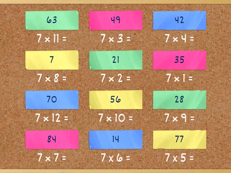 7 times Tables - Match up