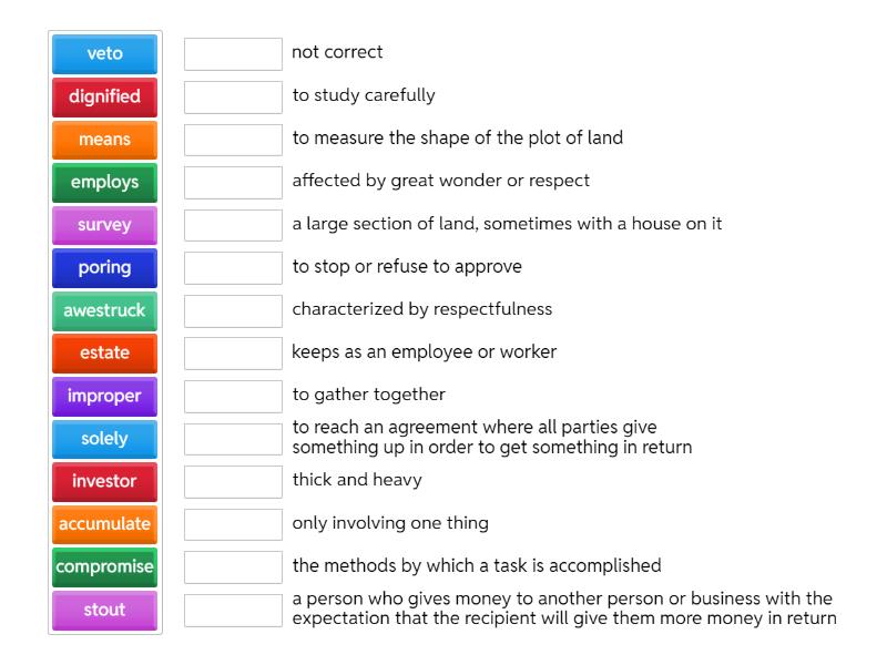 Open Court Vocab Unit 4.1 "Midnight Forests" - Match up