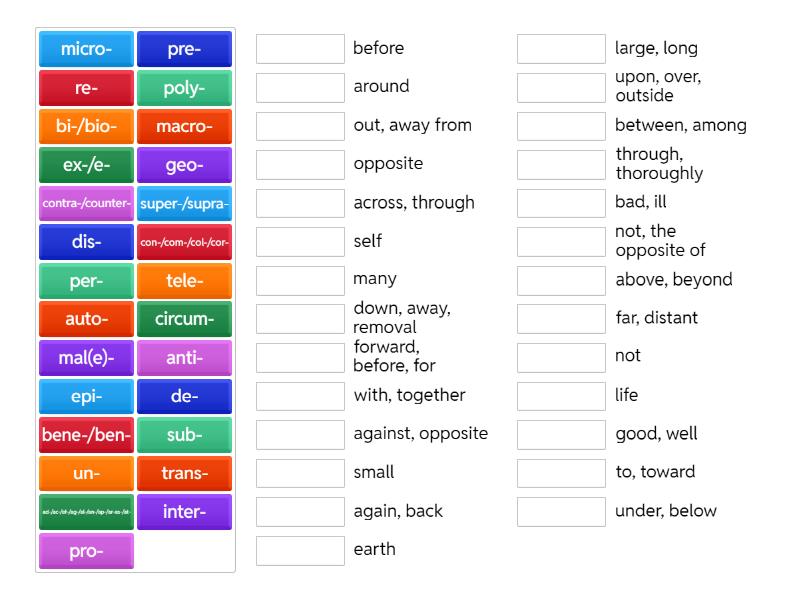 Most Common Prefixes - Match up