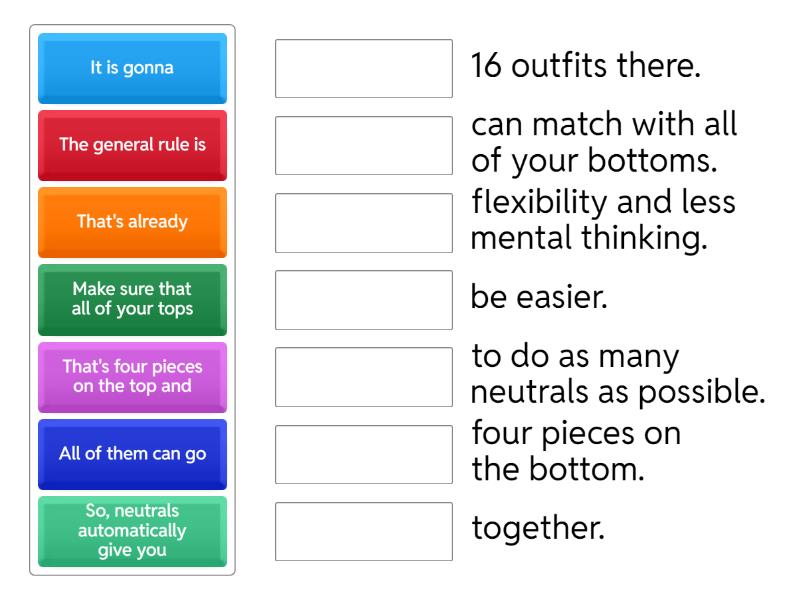 Capsule wardrobe 2 script - Match up