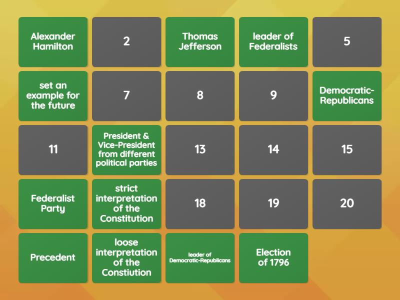 Early Republic Review - Matching pairs