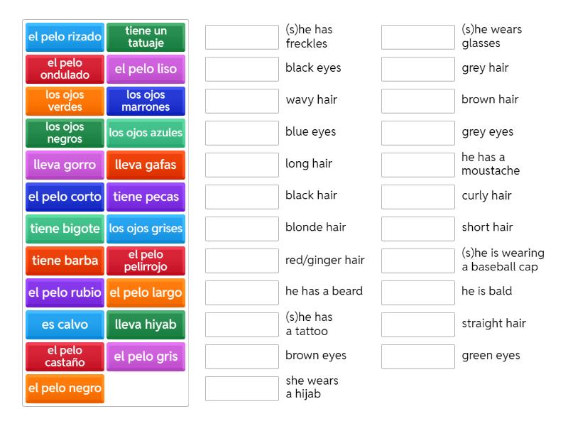 Los ojos y el pelo - Match up