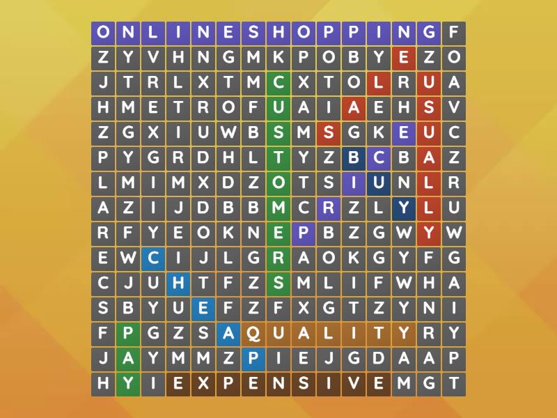 Shopping key words - Wordsearch