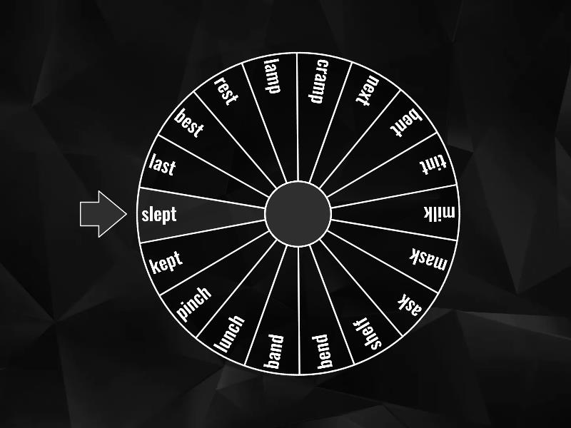 Reading Rev week 9 ending blends basic word list - Spin the wheel