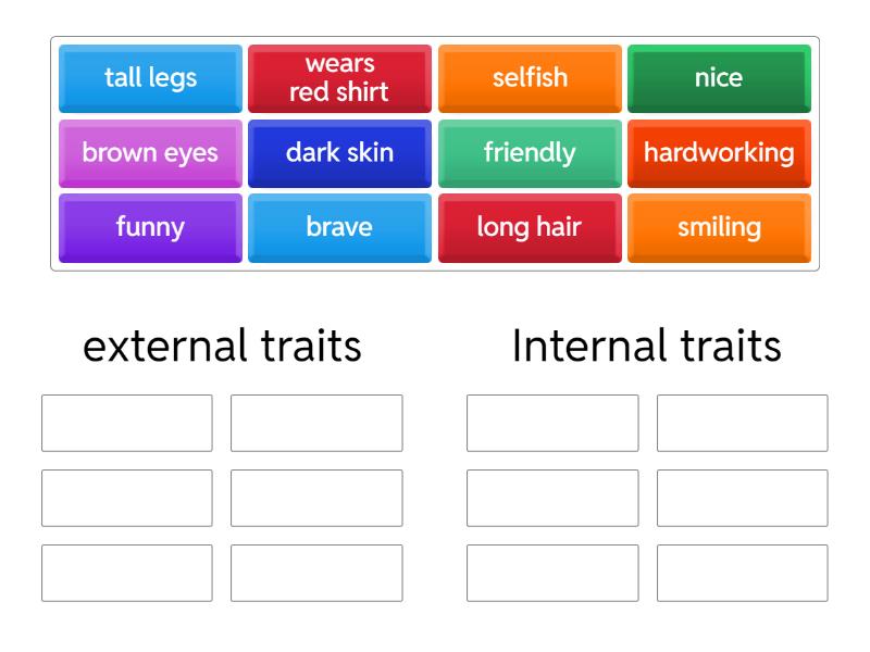 external vs. internal traits - Group sort
