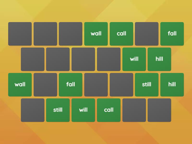 Blue LLI Lesson 10 (-all, -ill) - Matching pairs