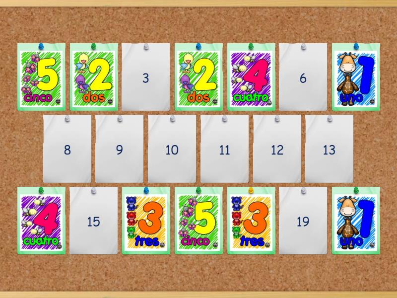 Memorama del número del 1 - 10 - Matching pairs