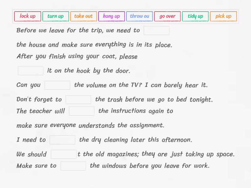Spring Cleaning phrasal verbs - Completar la frase