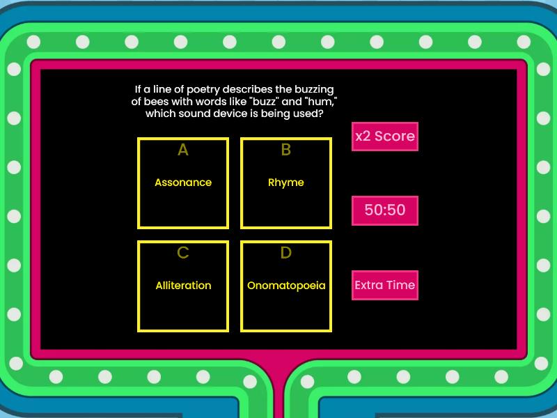 GRADE 4 - POETRY SOUND DEVICES - Gameshow quiz