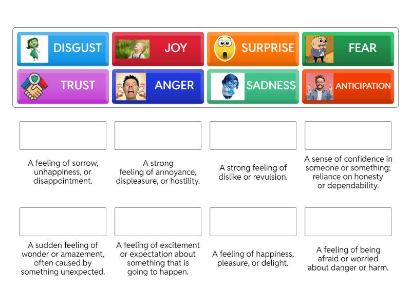 8 BASIC EMOTIONS. DEFINITIONS - Match up