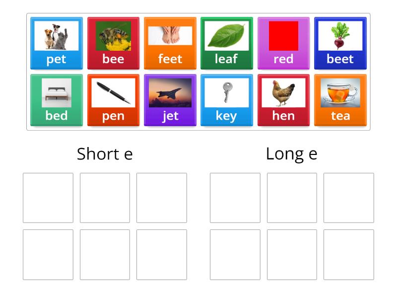Sorting - short and long vowel e - MEIE - Group sort