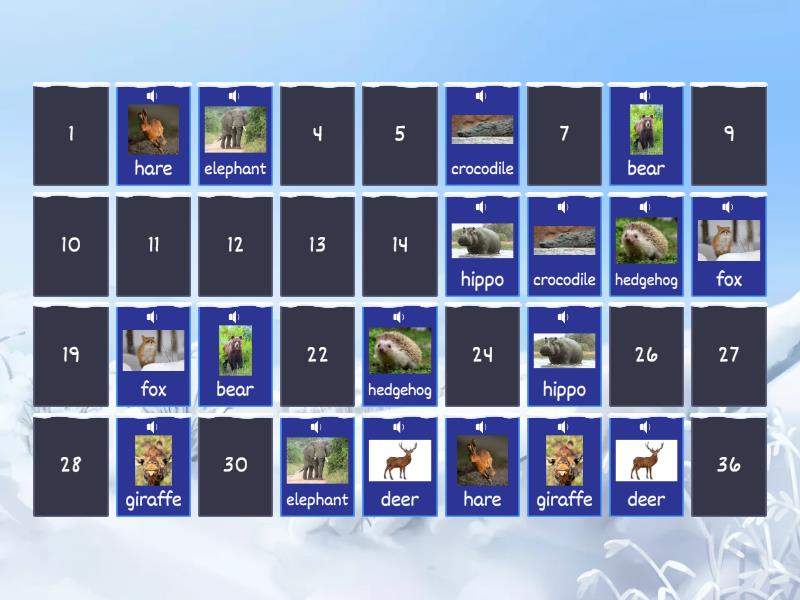 Bloggers 2 Unit 3A - Wild animals - Matching pairs