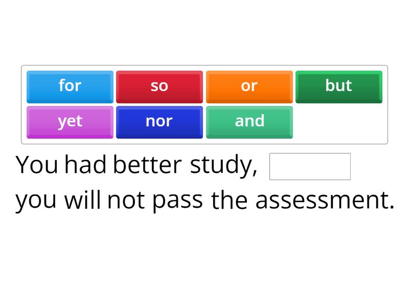 Coordinating Conjunctions: For, And, Nor, But, Or, Yet, So (FANBOYS ...