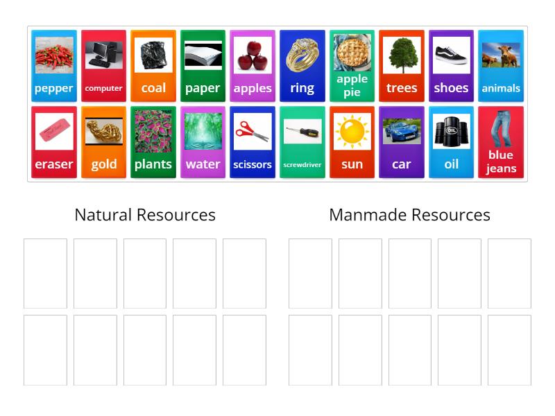 power up 2 unit 9 Natural & Manmade Resources - Group sort