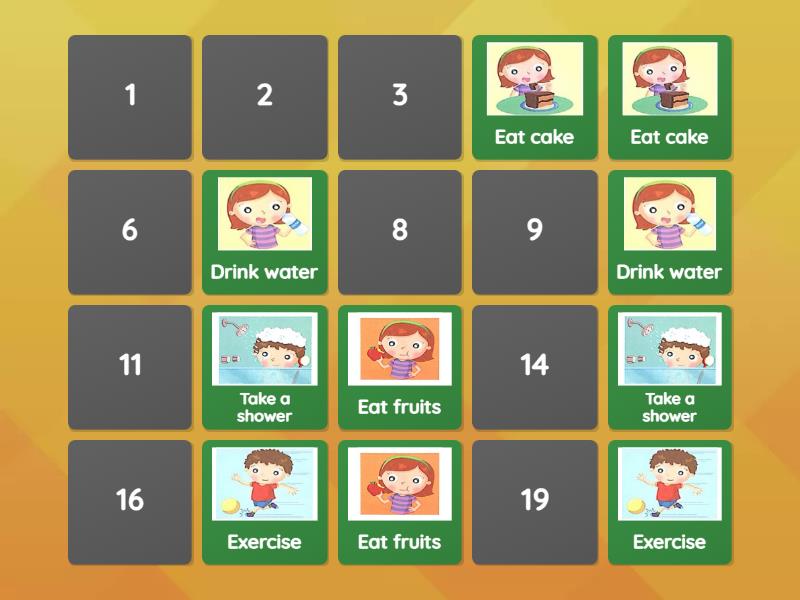 Healthy habits - Matching pairs