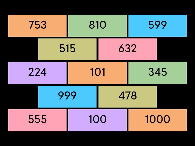 Los números de 100 a 1000 - Flip tiles