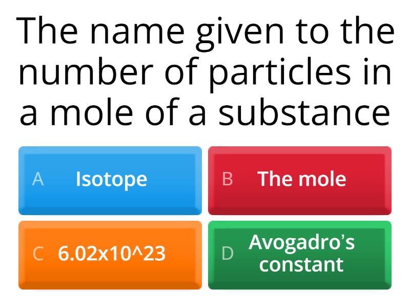 Quantitative Chemistry and Moles - Quiz