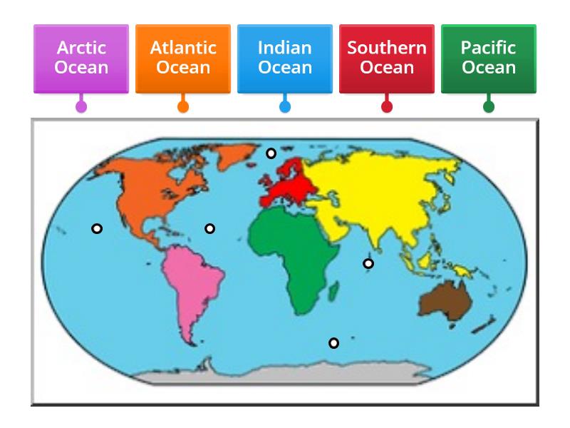 Label the 5 Oceans - Labelled diagram