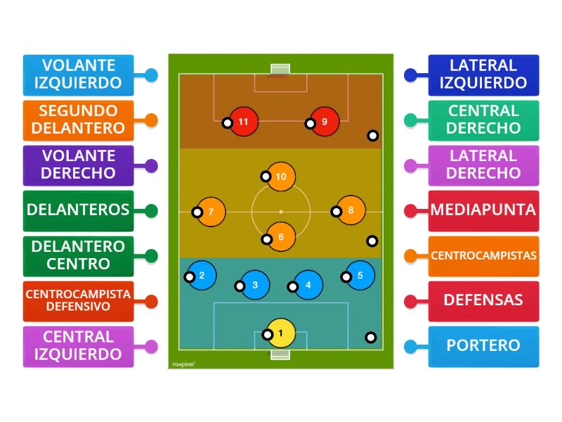 Posiciones de fútbol - Diagrama con etiquetas