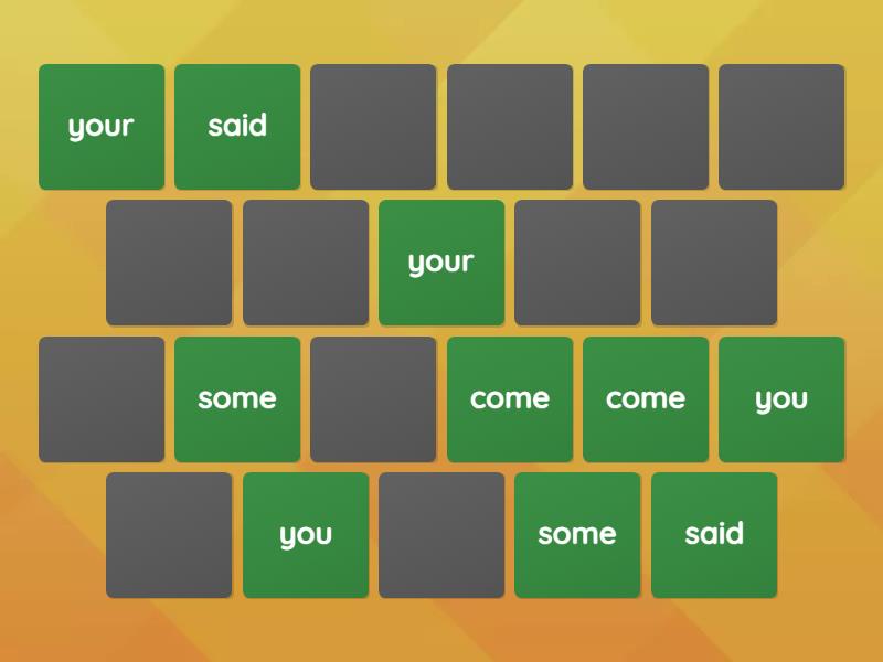 Yellow level tricky words - Matching pairs