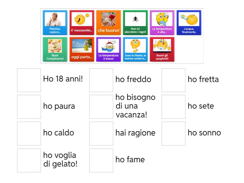 Espressioni con avere - Match up