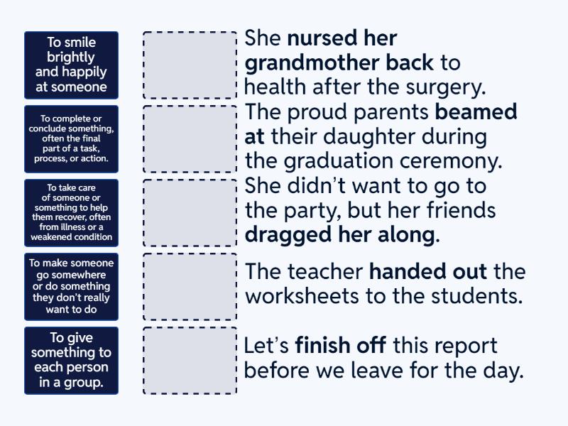 Harry Potter phrasal verbs - Match up