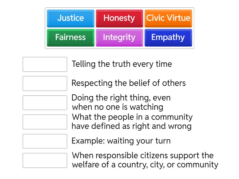 Civic Virtues Matching 6.01 - Match up