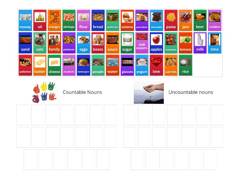 Countable & Uncountable Nouns - Group sort
