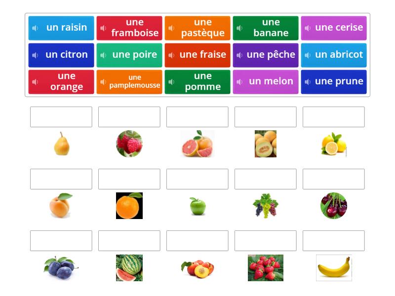 les fruits - Match up