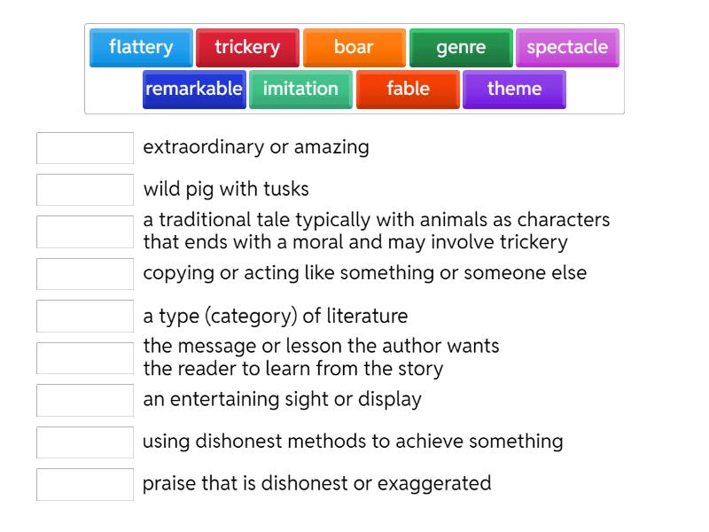 Aesop's Fox Vocabulary - Match up