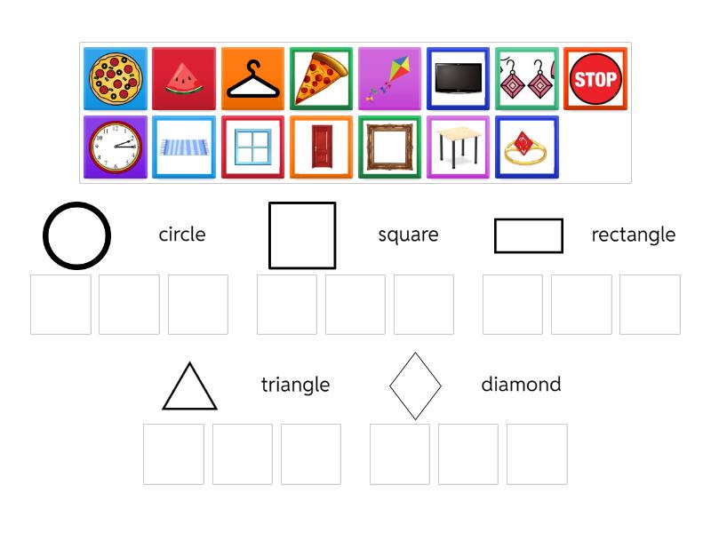 2D shapes circle, square , rectangle , triangle and diamond - Group sort