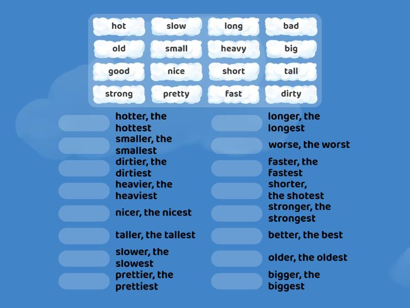 Fly high3, degrees of adjectives (comperative), unit 17-18 - Сопоставить