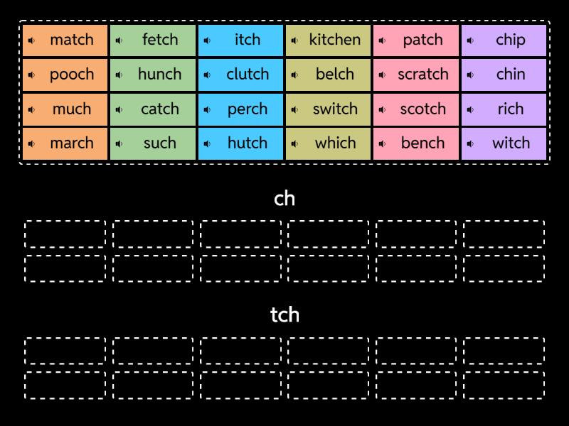 Sorting ch and tch words - Group sort