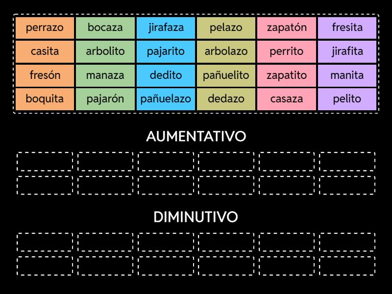 Aumentativo-diminutivo - Group sort