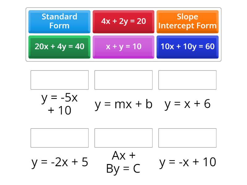 Standard to Slope Intercept Form - Match up