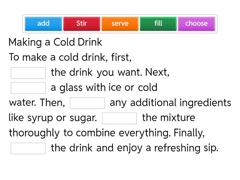 Algorithms - sequencing instructions - Complete the sentence