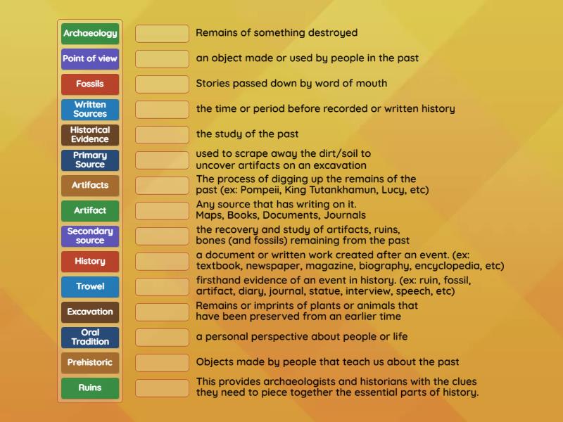 What is History/Archaeology Test Review Terms - Match up