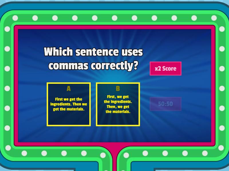 3rd Grade Commas - Gameshow quiz
