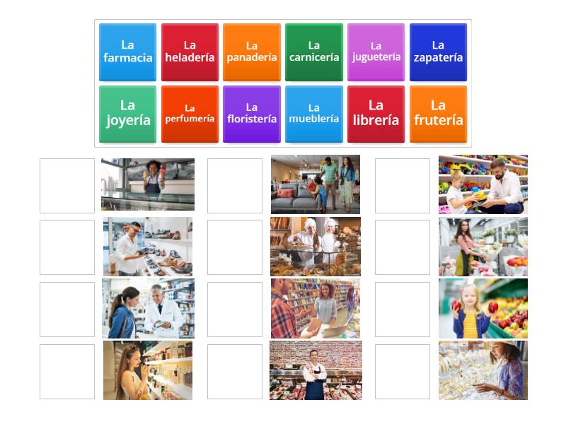 Types of stores and shops in Spanish - Match up